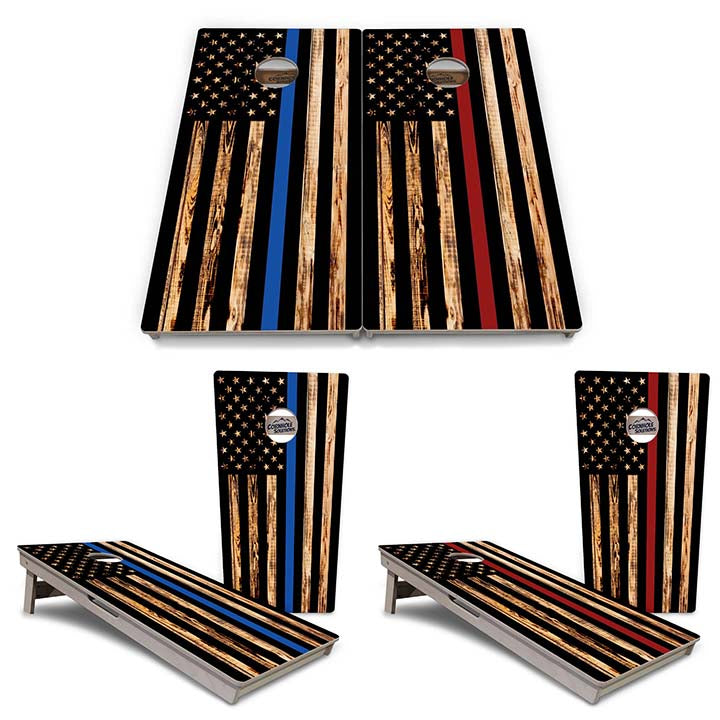 Tournament Boards - Blue Line / Red Line Burnt Flag Design