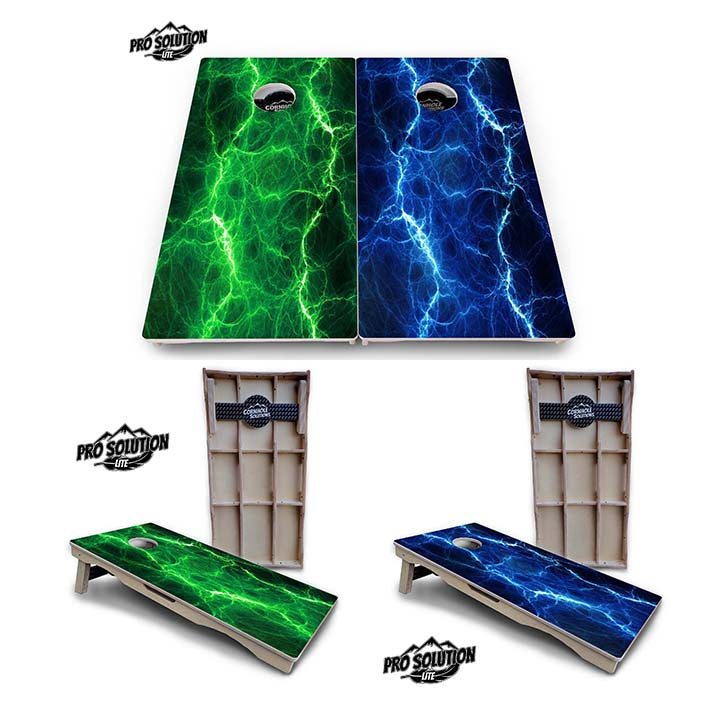 Pro Solution Lite - Blue & Green Lightning - Tournament Cornhole
