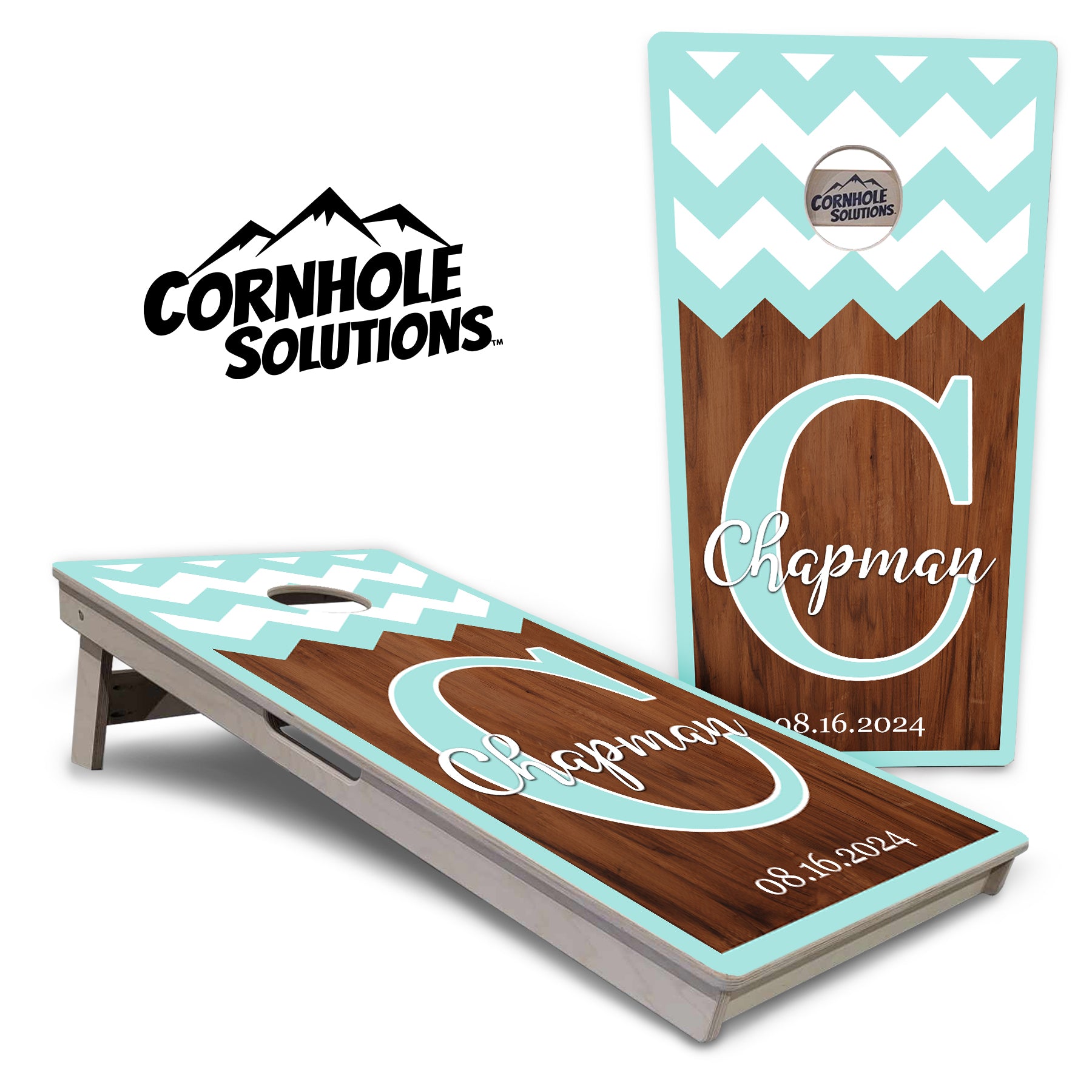 Tournament Regulation Cornhole Set - Mint Chevron – Cornhole Solutions
