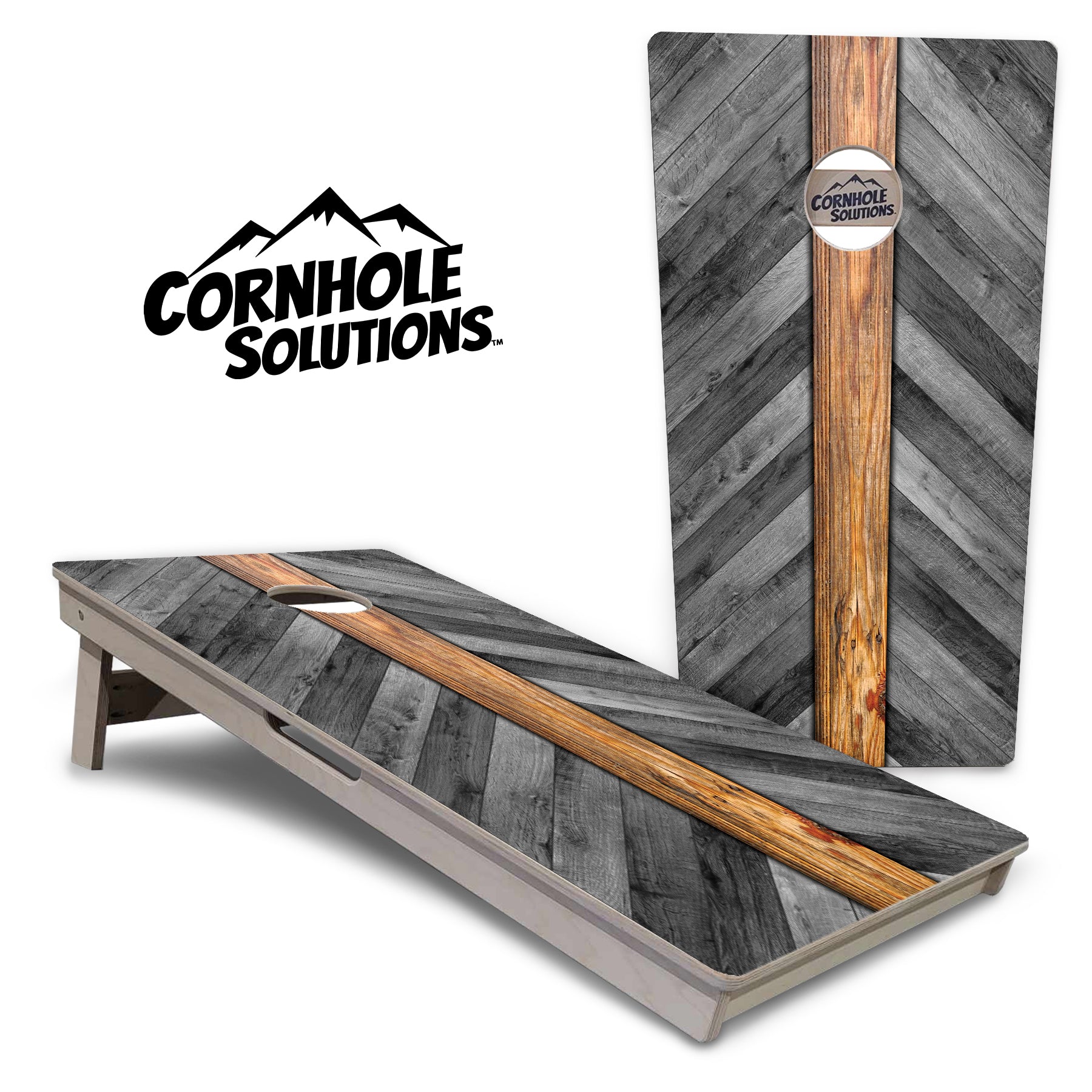 Grey Herringbone Cornhole Boards - Professional Tournament Series ...